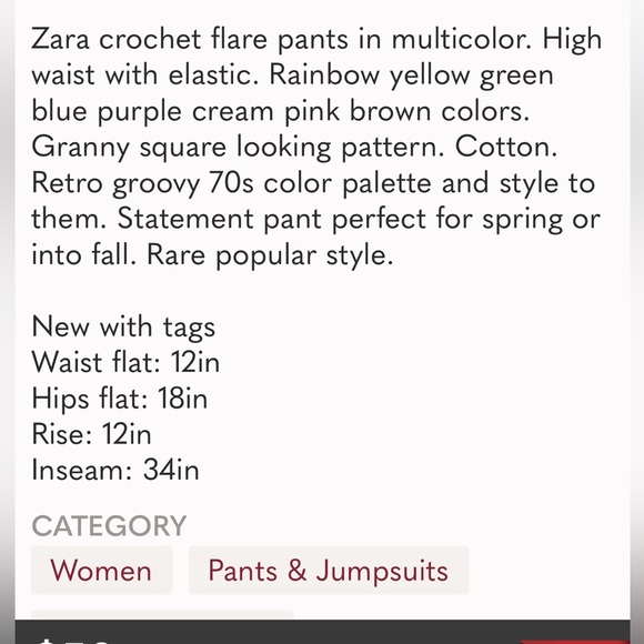Zara | Pants & Jumpsuits | New S Zara Crochet Pants Flare Blogger Fave ...